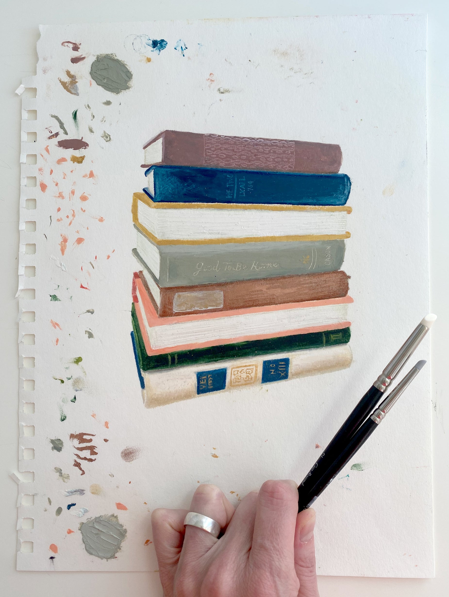 Kelly Kay Original Artwork: Book Stack – KellyKay